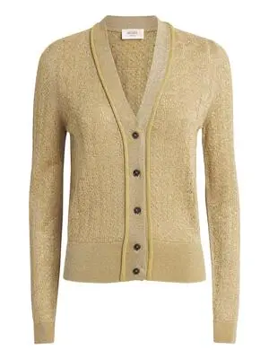 RETORI Woven Lurex Cardigan - Gold