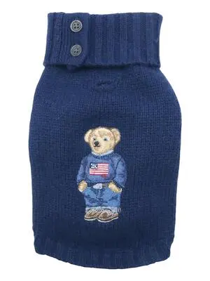 Ralph Lauren Wool-cashmere Polo Bear Dog Sweater - Navy