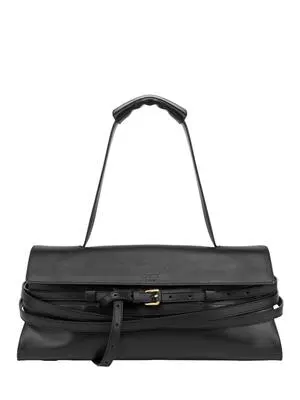 Moschino Tie Me Leather Handbag - Black