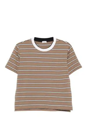 Brunello Cucinelli Striped Cotton T-shirt - Brown