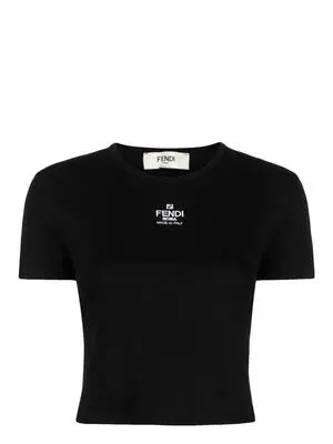 Fendi Logo Cotton T-shirt - Black
