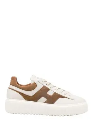 Hogan H-Stripes Leather Sneakers Beige