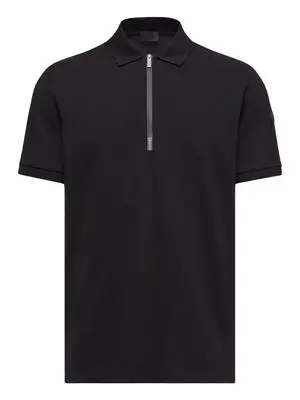 Moncler Pique Polo Shirt With Half Zip - Black