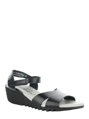 Fly London Olla Ankle Strap Wedge Sandal Black
