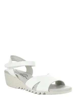 Fly London Olla Ankle Strap Wedge Sandal White