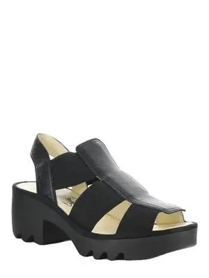 Fly London Teev Platform Sandal Black