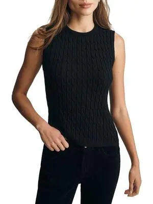 MAVI Cable Stitch Cotton & Cashmere Sweater Vest - Black