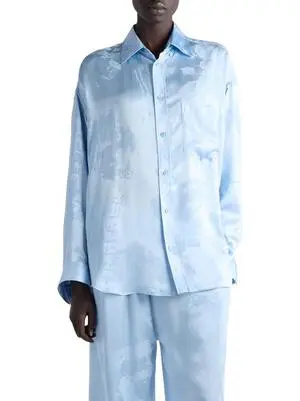 Balenciaga Washed Silk Cocoon Shirt - 5840 Baby Blue