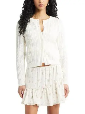 Bp. Pointelle Knit Cardigan - Ivory