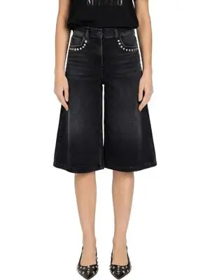 TWINSET Actitude Twinset Studded Embroidered Denim Culottes