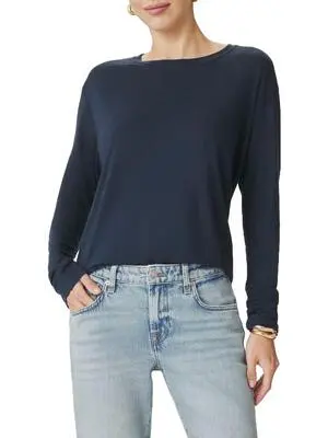 Splendid Lila Long Sleeve Cotton Top - Navy Blue