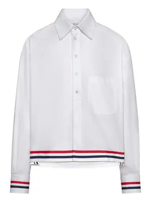 Thom Browne Long-sleeve Oxford Straight Fit Rugby Shirt - White
