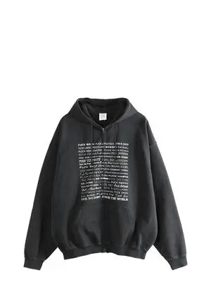 Vetements Fuck Everything Zip-up Hoodie - Black