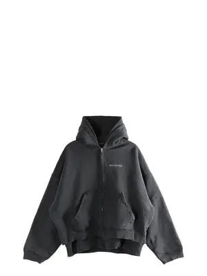 Balenciaga Layered Zip-up Hoodie Jacket - Black