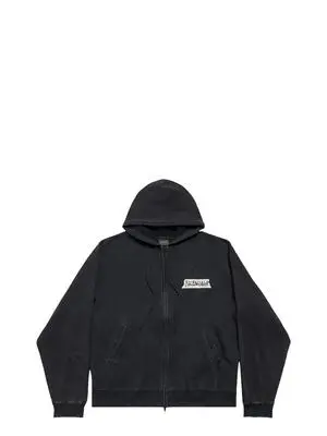 Balenciaga Over Zip-up Hoodie - Black