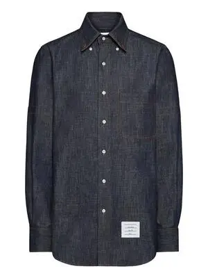 Thom Browne Long-sleeve Straight Fit Denim Shirt - Blue