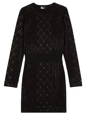 The Kooples Stud-embellished Knitted Mini Dress - Black