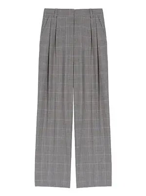 Maje Checked Stretch Wool-blend Trousers - Grey