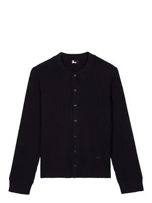 The Kooples Button-down Wool-blend Jumper - Dark Navy