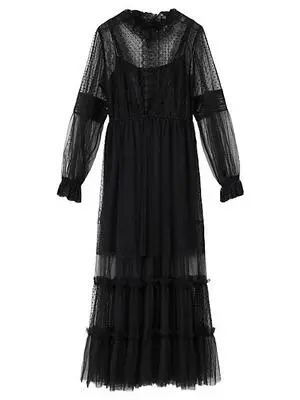 ALLSAINTS Nita Ruffled Mesh And Lace Maxi Dress - Black