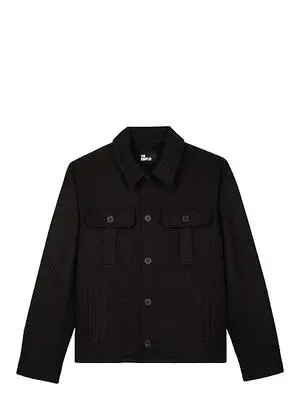 The Kooples Wool-blend Buttoned Jacket - Anthracite