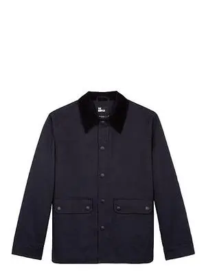 The Kooples Regular Fit Cotton Jacket With Corduroy Collar - Dark Navy