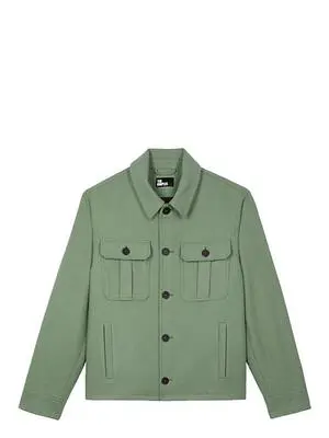 The Kooples Wool-blend Jacket With Chest Pockets - Almond Green