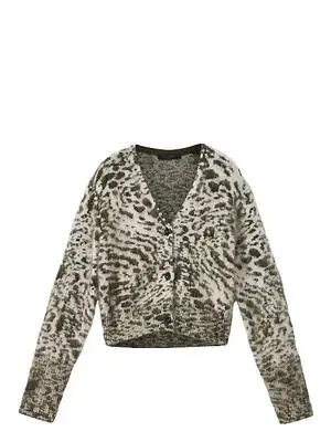 ALLSAINTS Wick Amur Jacquard Cardigan Chalk White/gr