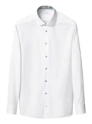 Eton Floral-trim Slim-fit Cotton Shirt - White