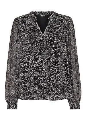 Whistles Dragonfly-print Long-sleeve Woven Blouse - Black