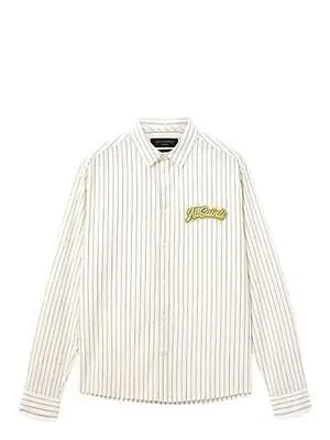 ALLSAINTS Samuel Logo-patch Cotton Shirt Xxl - Pebble White