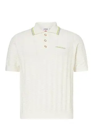 Casablanca Tennis Short-sleeves Stretch-cotton Blend Polo Shirt - White