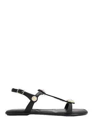 Carvela Amalia Leather Flat Sandals - Black