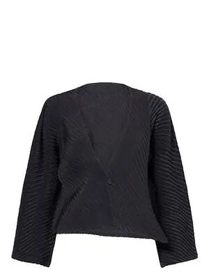 Issey Miyake Asymmetric Pleats Knitted Cardigan - Black