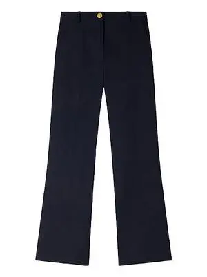 Sandro Wide-leg High-rise Wool-blend Trousers - Navy Blue