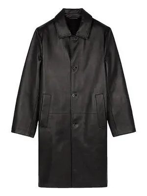 The Kooples Side-pocket Long Leather Coat - Black
