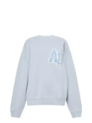 ANINE BING Miles Letterman Oversized Cotton Sweatshirt - Pastel Blue