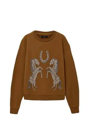 ALLSAINTS Luck Pippa Bead-embellished Cotton Sweatshirt - Cognac Brown