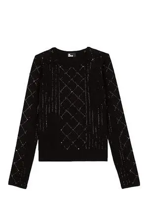 The Kooples Stud-embellished Knitted Jumper - Black