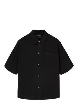 ALLSAINTS Baron Logo-embroidered Woven Shirt Xxl - Jet Black