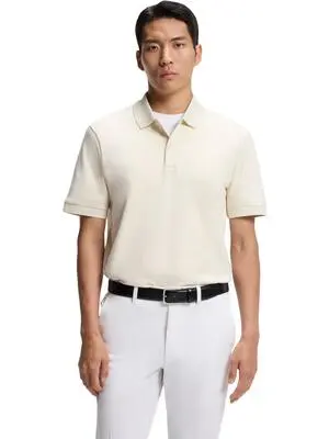 BOSS Monogram-placket Polo Shirt In A Cotton Blend - White