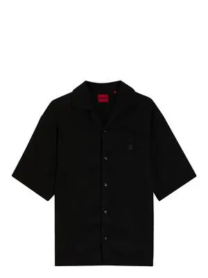 Hugo Oversize-fit Shirt With Stacked Logo - Black