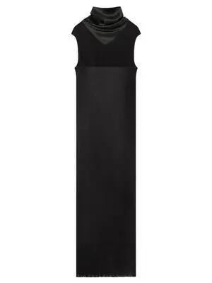 LANVIN Ribbed Scarf-neck Midi Dress - Black