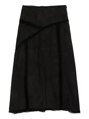 Bimba Y Lola Lace-trim Midi Skirt - Brown