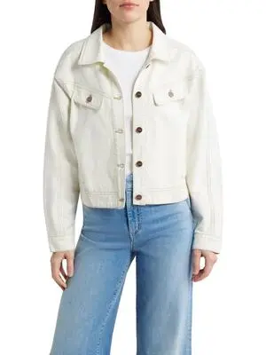 CITY BLUES Slant Pocket Denim Jacket - Ivory