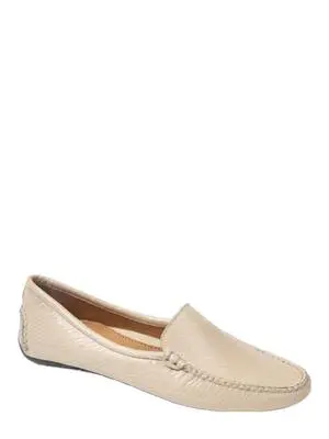 PATRICIA GREEN Jillian Snake Embossed Driving Shoe - Cream Snake Leather