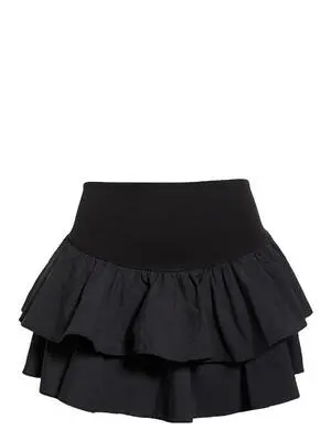 Free People Field Day Layered Ruffle Skort - Black