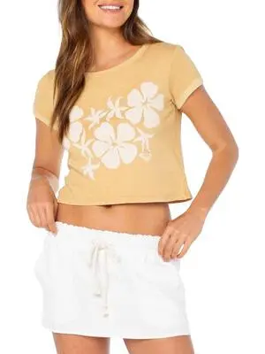 Roxy Plumerias & Hibiscus Graphic T-shirt - Curry