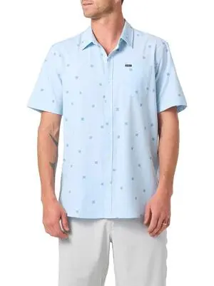 O'Neill Relaxed Fit Short Sleeve Performance Slub Button-up Shirt - Baby Blue