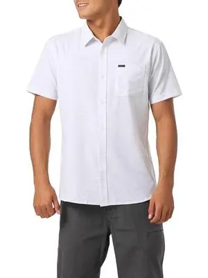 O'Neill Standard Fit Trvlr Traverse Stripe Short Sleeve Performance Button-up Shirt - Tofu